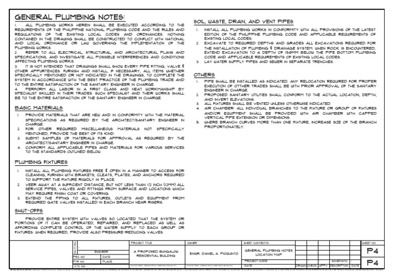 General Plumbing Notes:: Soil, Waste, Drain, and Vent Pipes | PDF ...