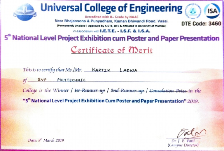 1st Prize Certificate | PDF