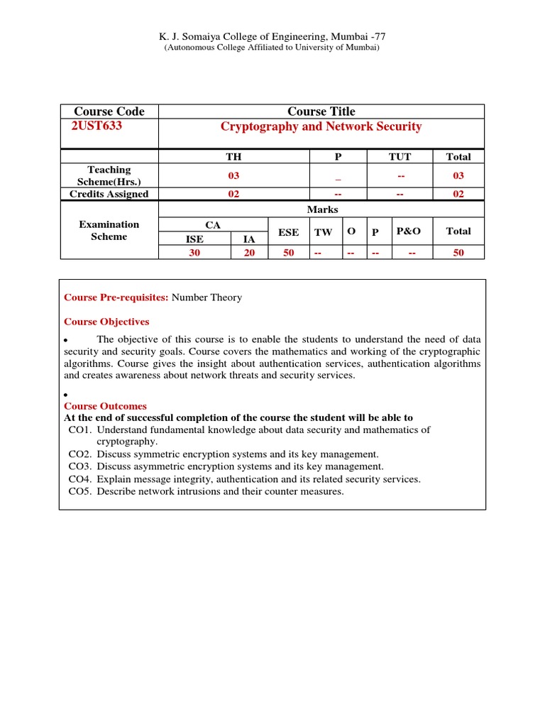 Cryptography and Network Security | PDF | Cryptography | Public Key Cryptography