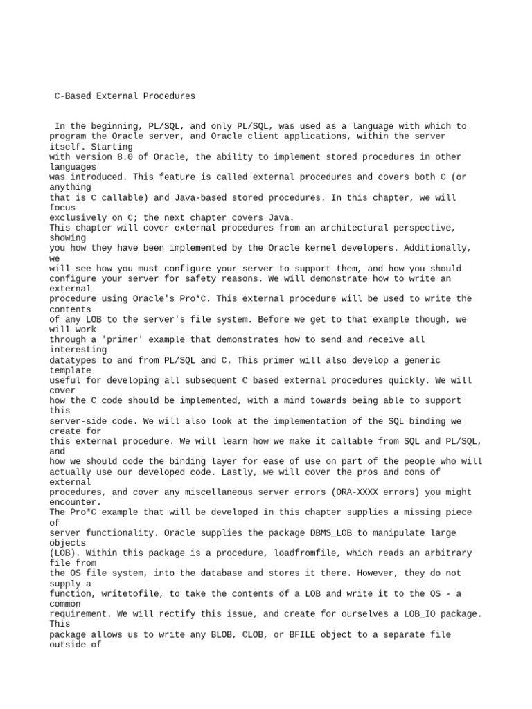 Implementing C-Based External Procedures in Oracle: A Primer on ...