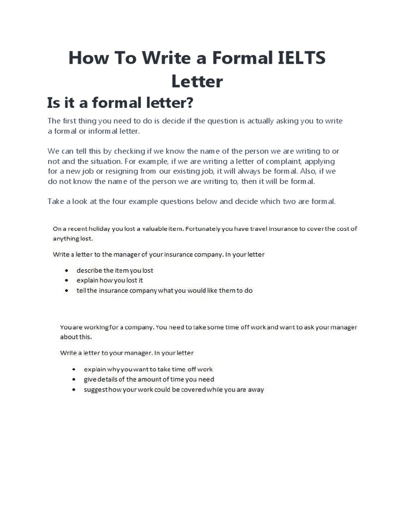 Formal Letter | PDF | Question | International English Language Testing ...