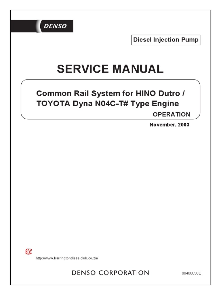 HINO N04C Common Rail System Manual | PDF
