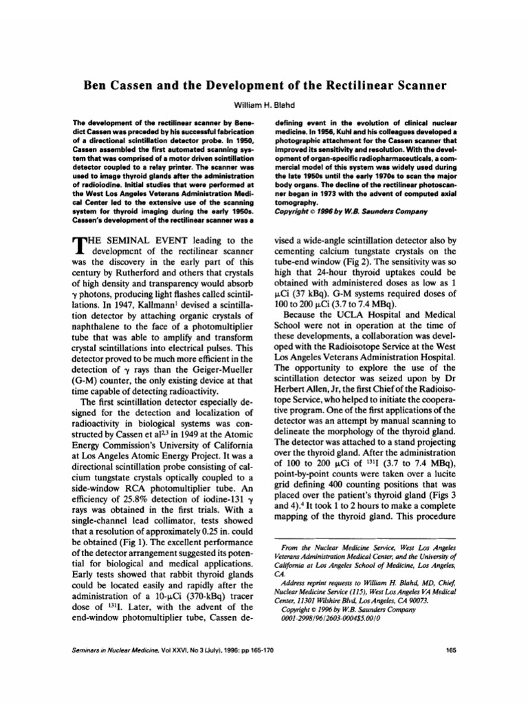 Ben Cassen and The Development of The Rectilinear Scanner | PDF ...