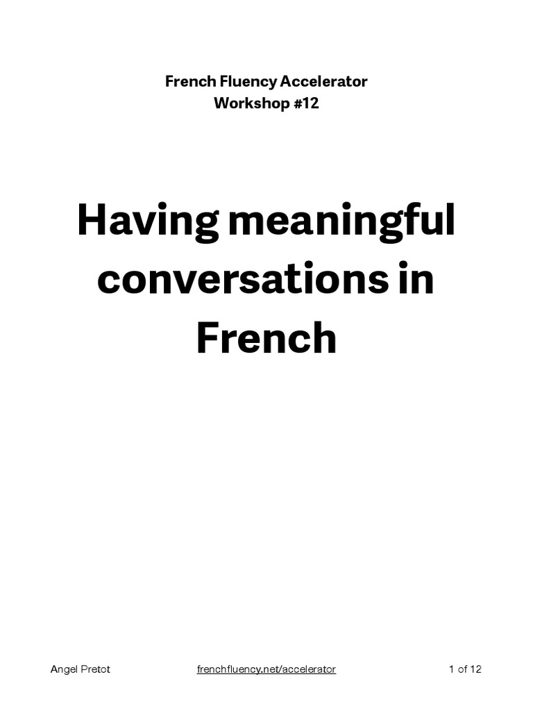 Workbook 12 - Having Meaningful Conversations in French | PDF ...
