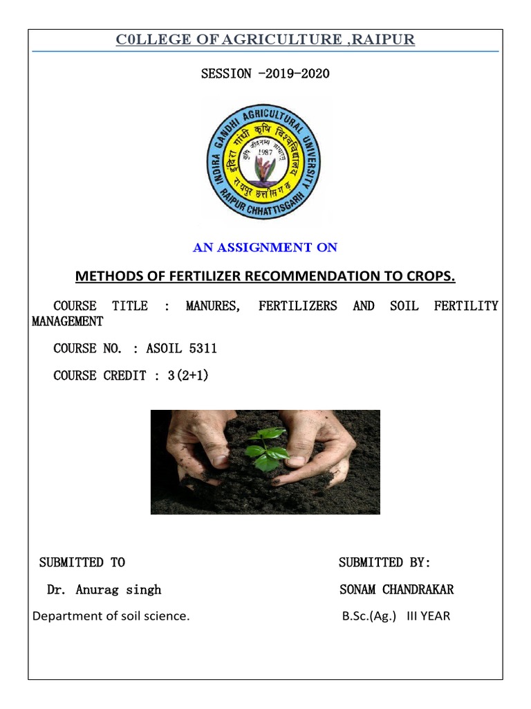 Fertilizer Recommendation Methods for Crops | PDF | Fertilizer | Soil