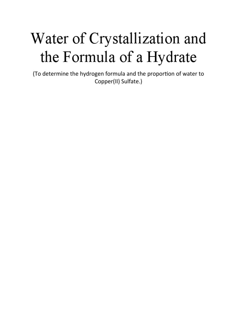 Hydrate Formula Lab | PDF | Mole (Unit) | Chemistry