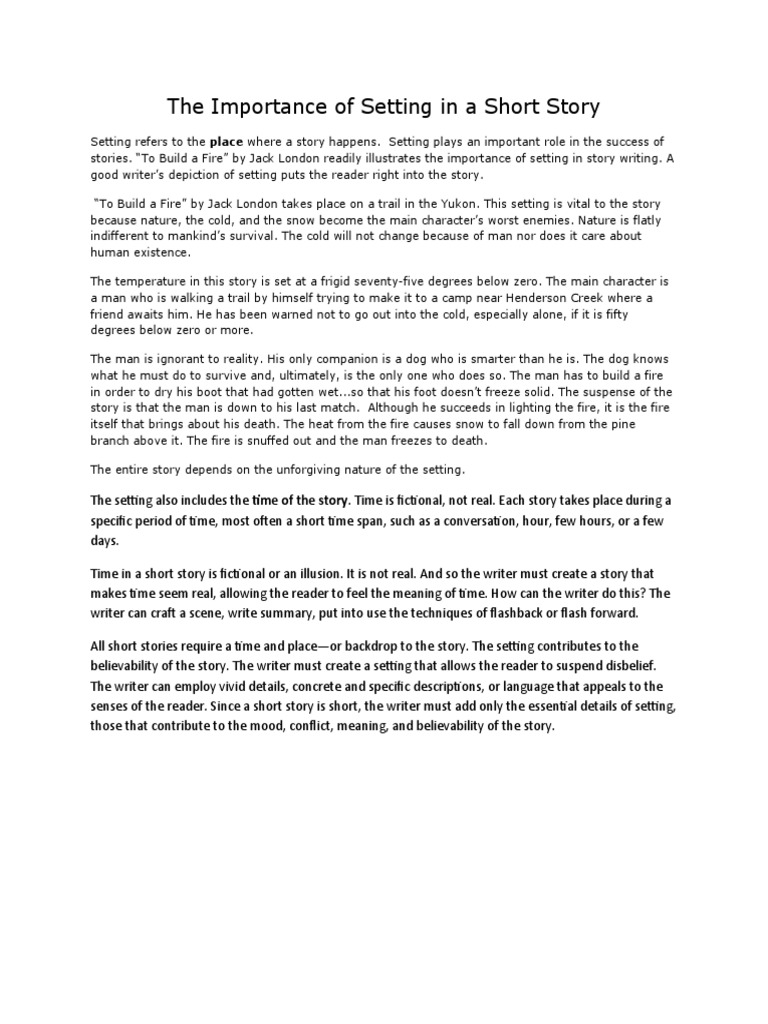 Importance of Setting in Short Stories | PDF | Mystery, Thriller ...