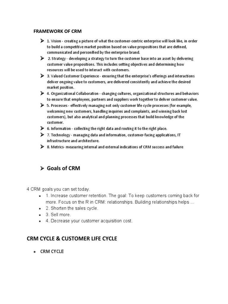 Framework of CRM | PDF | Customer Relationship Management | Marketing