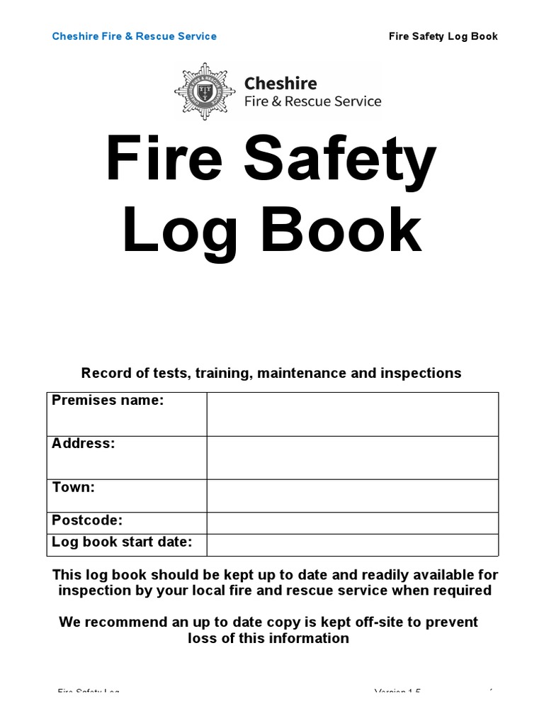 CFRS Fire Safety Log Book v1.5 05052021 | PDF | Fire Safety | Fire ...