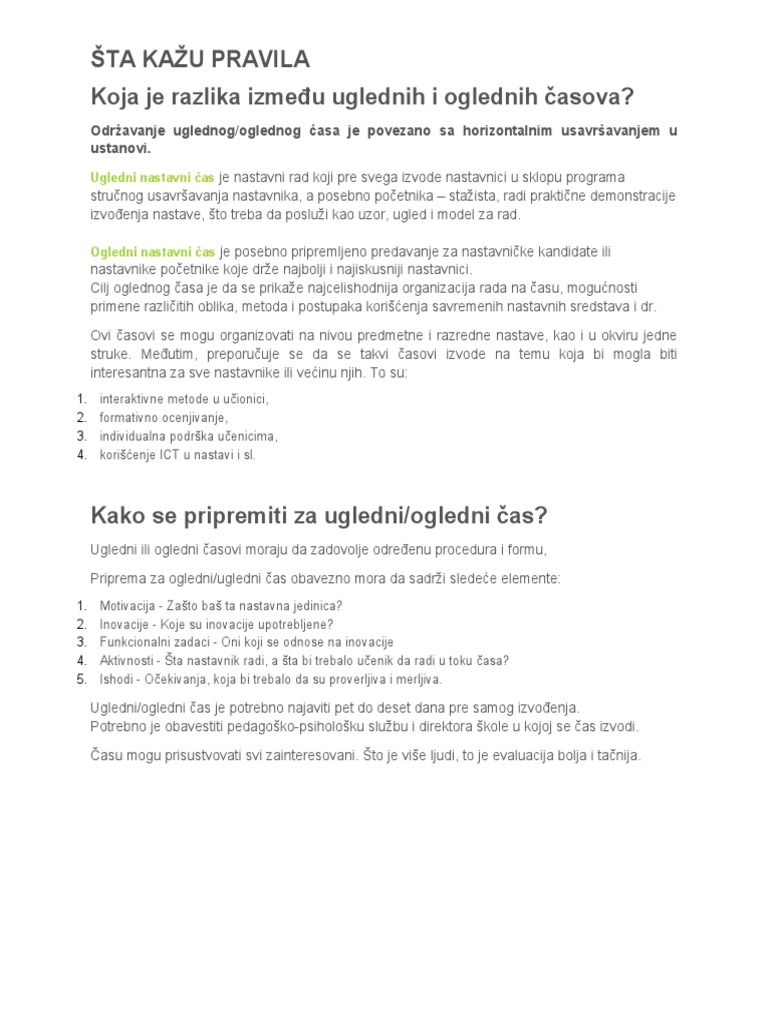 Pravila Ugledni I Ogledni Cas | PDF