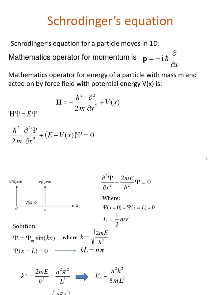 Schrodinger's Equation For A Particle Moves in 1D | PDF | Schrödinger ...