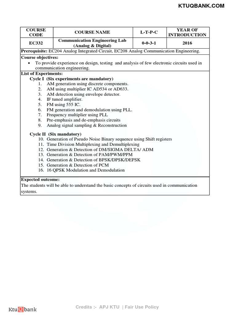 Communication Engineering Lab | PDF