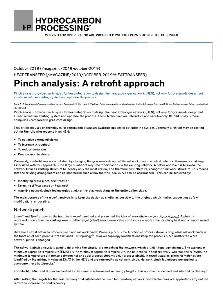 Pinch Analysis - A Retrofit Approach | PDF | Heat Exchanger | Heat