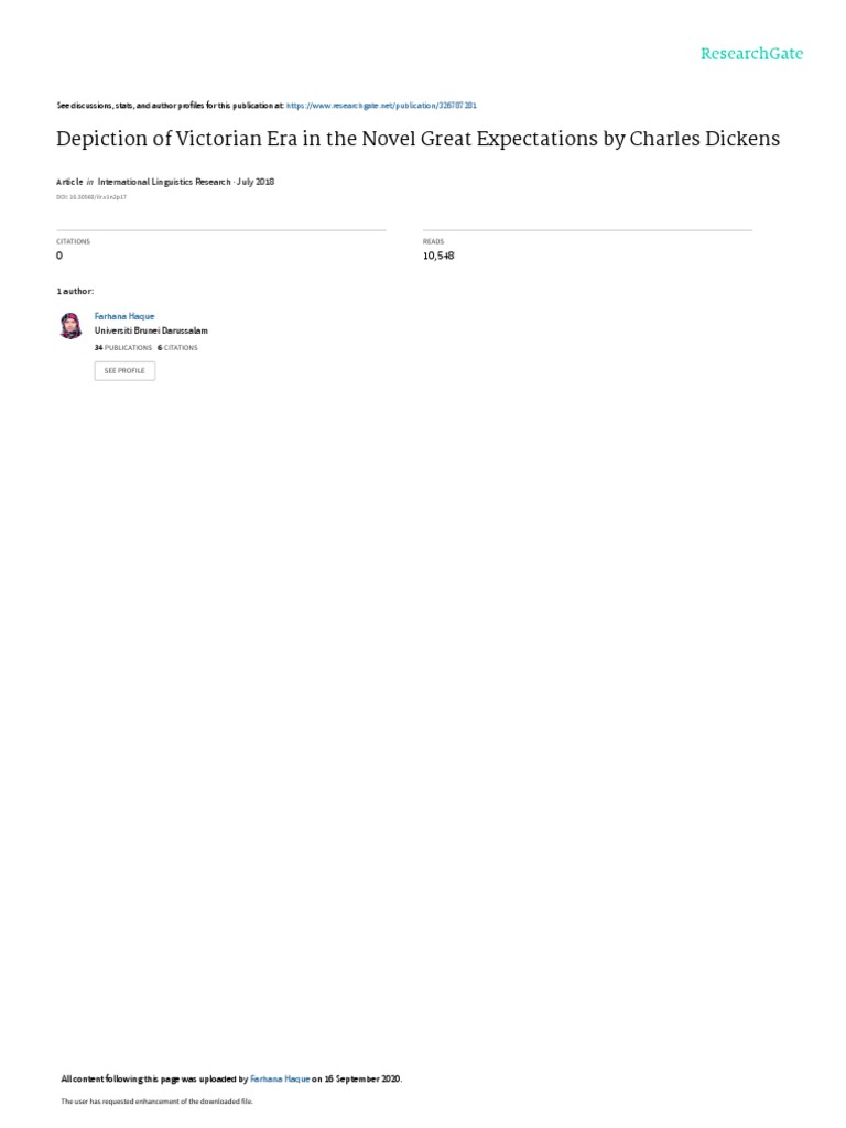 Depiction of Victorian Era in The Novel Great Expectations by Charles ...