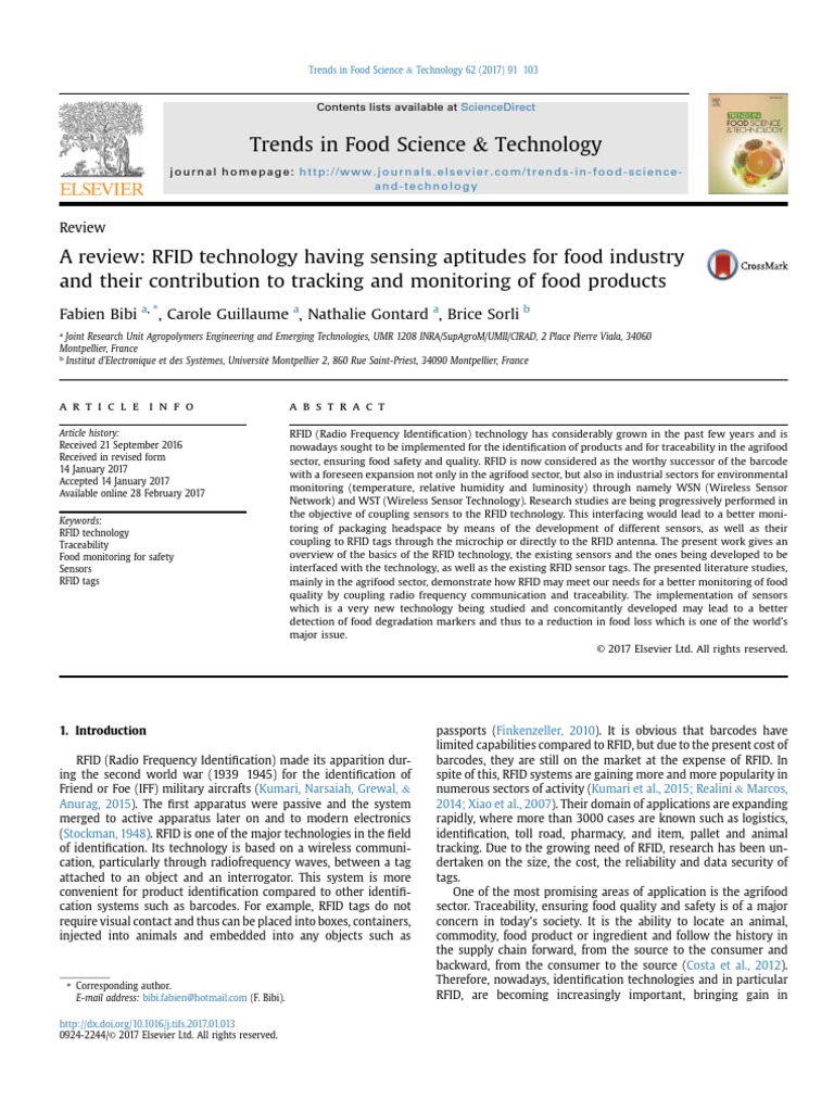 RFID Technology Having Sensing Aptitudes For Food Industry and Their ...