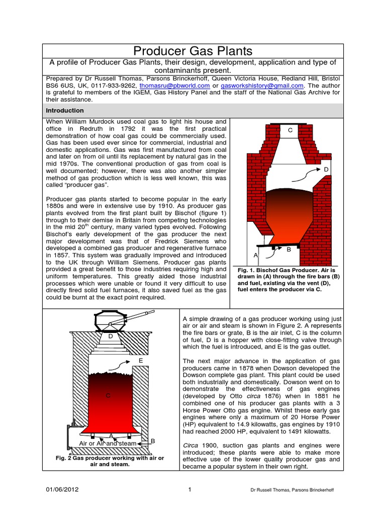 Producers Gas Plants | PDF | Combustion | Coal