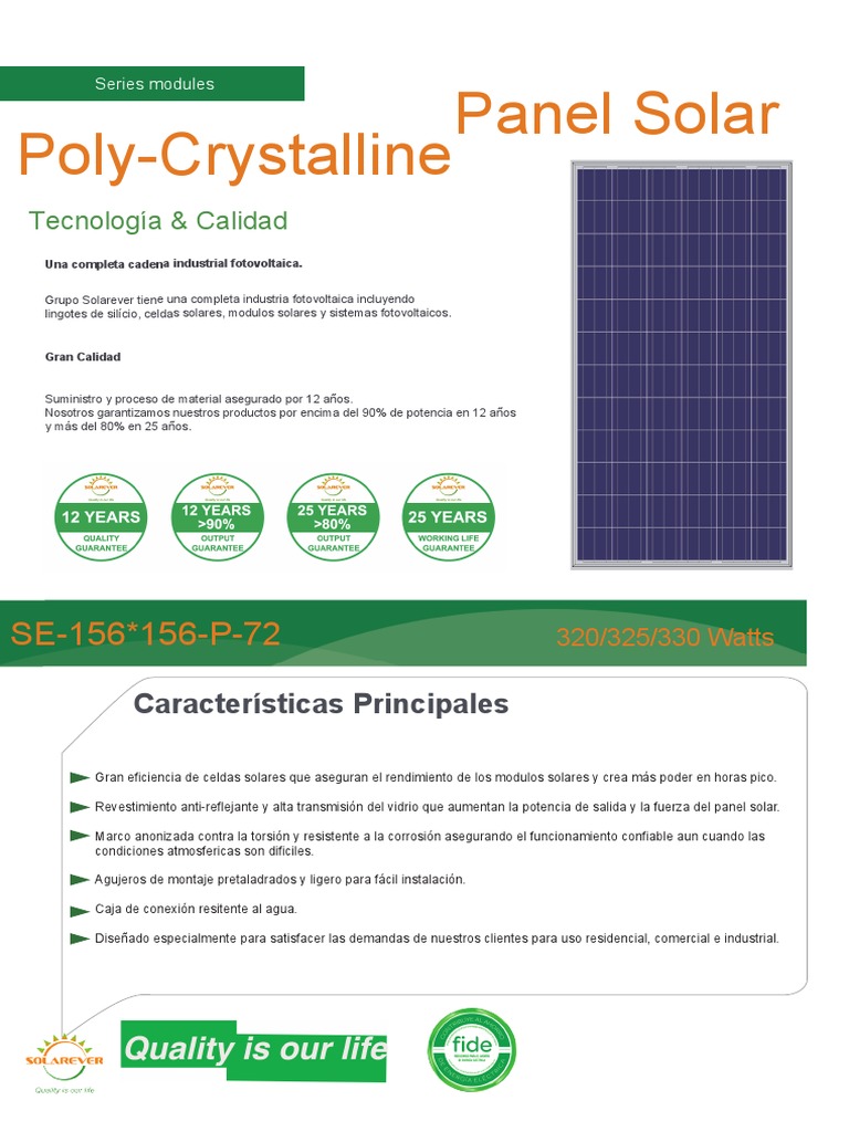 Solarever - Solarmodule 320-330Watts-Poly-es-40 | PDF | Panel solar ...