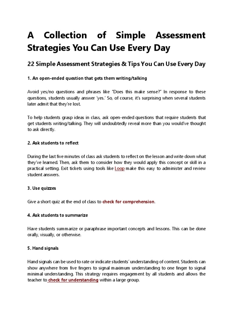 Daily Classroom Assessment Tips | PDF | Educational Assessment | Teachers