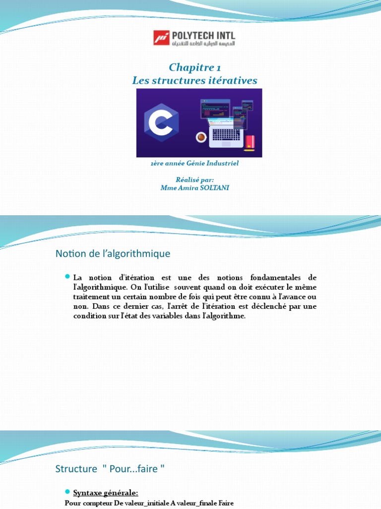 Chapitre 4 Les Instructions Itératives | PDF | Structure de contrôle ...