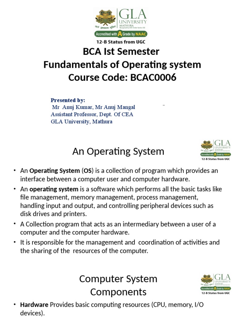 BCA 1st Semester Operating Systems Syllabus | PDF | Scheduling ...