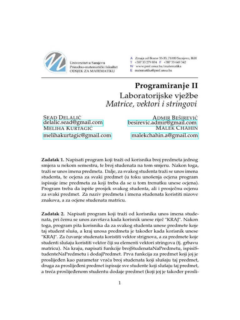 LV 3 (Matrice, Vektori, Stringovi) | PDF