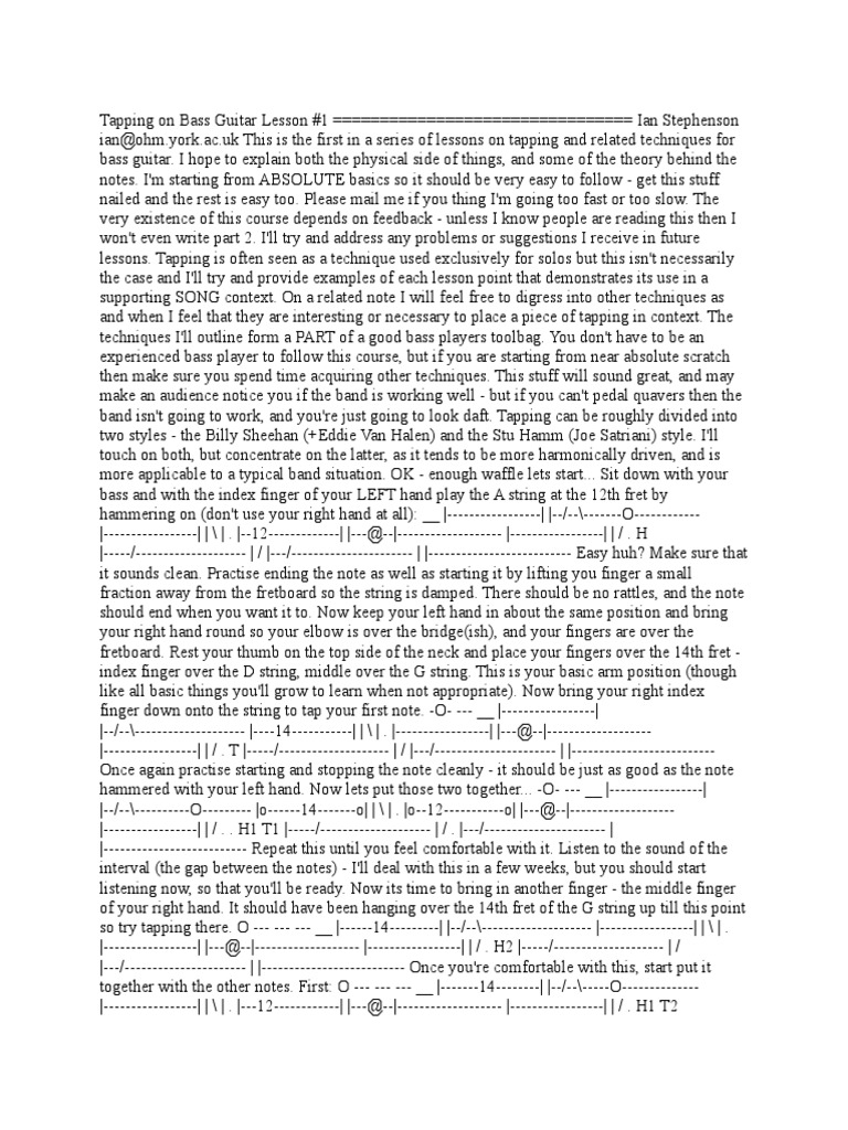 Introduction to Tapping Techniques for Bass Guitar: A Step-by-Step ...