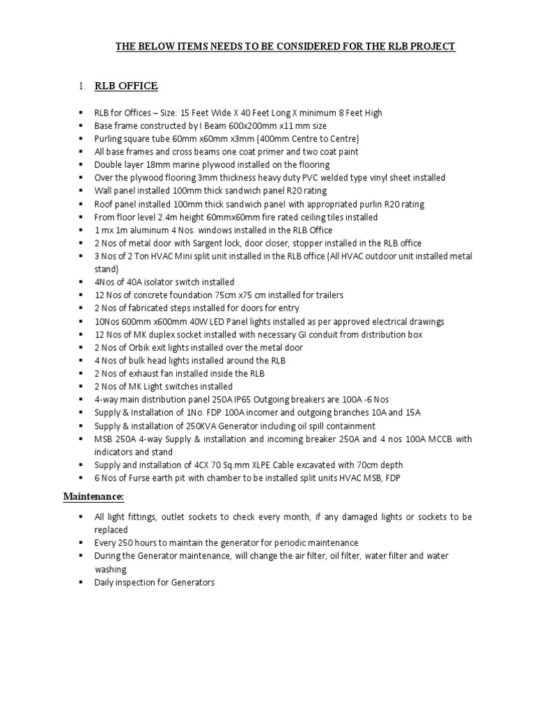 RLB - Specification | PDF | Door | Flooring