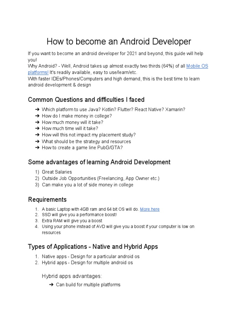 How To Become An Android Developer: Common Questions and Difficulties I Faced | Download Free ...