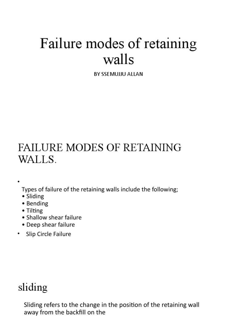 Failure Modes of Retaining Walls | PDF | Economic Sectors | Civil ...