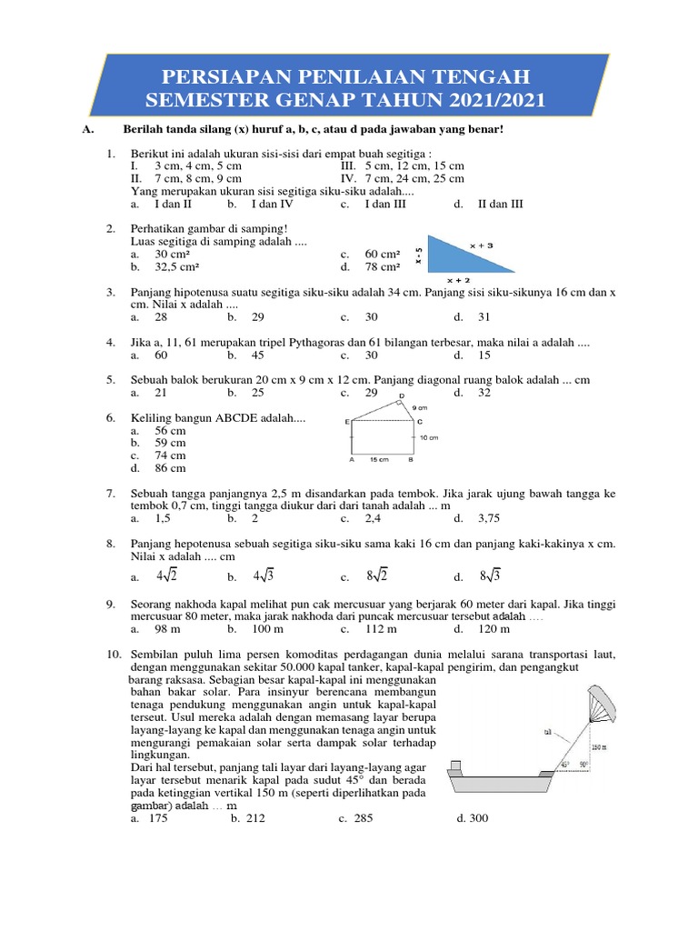 Soal Soal Persiapan PTS Genap 20-21 | PDF | Griya & Taman