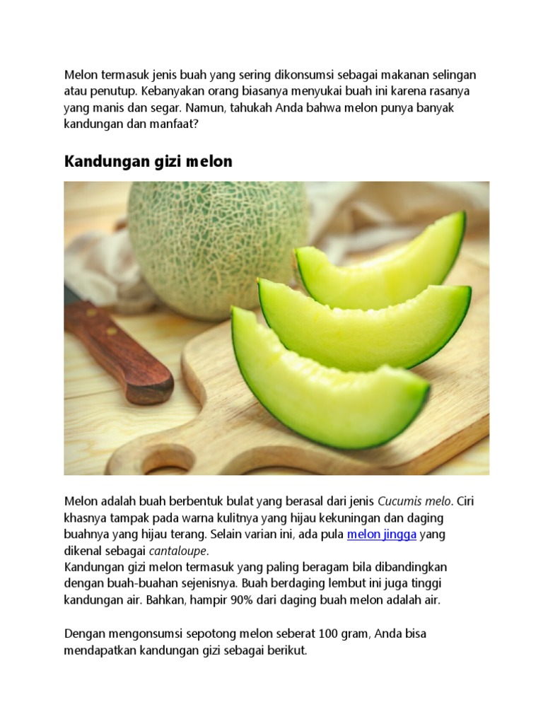 Manfaat Buah Melon | PDF