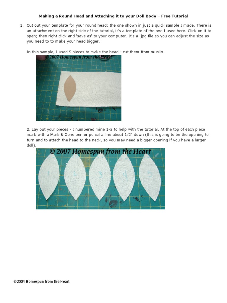 Making A Round Head and Attaching It To Your Doll Body - Free Tutorial ...
