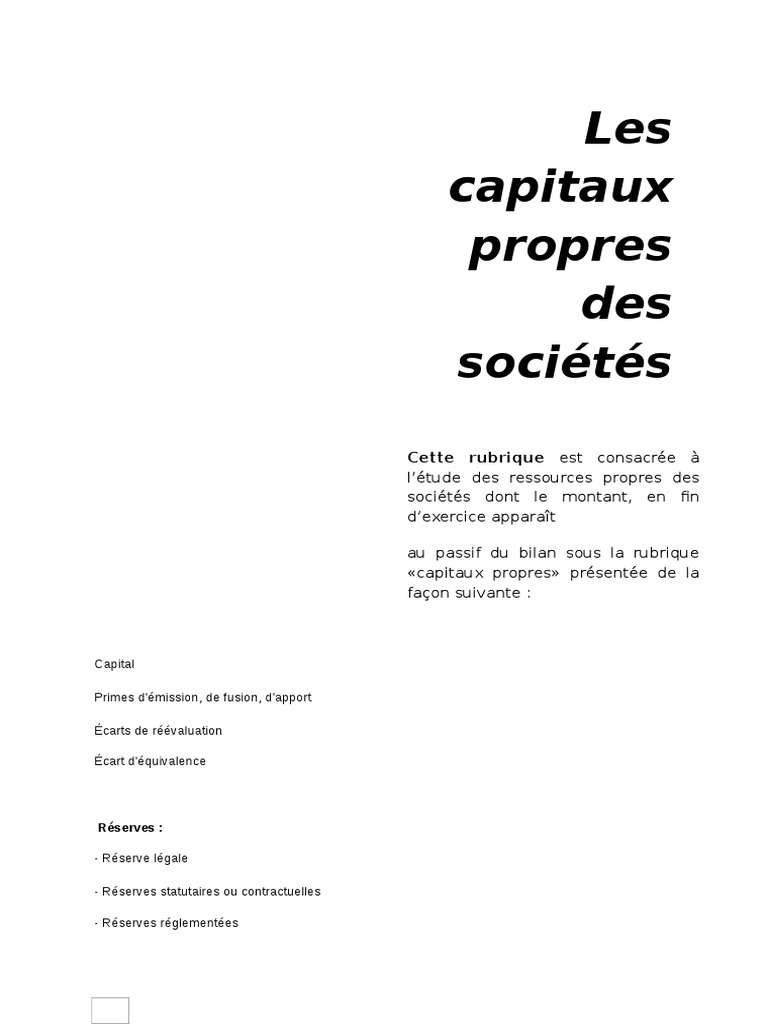 Les Capitaux Propres | PDF | Capitaux propres | Action (Finance)