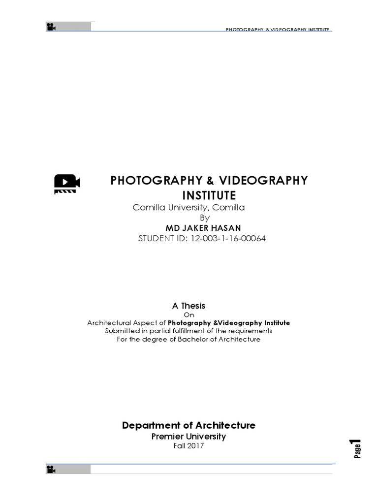 Architectural Thesis: Photo Institute | PDF | Data | Camera