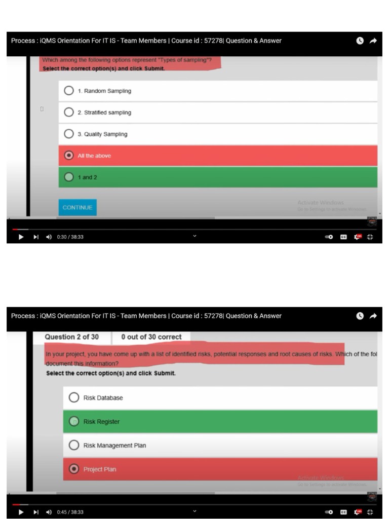 iQMS Orientation For IT IS - Assessment For Team Members | PDF