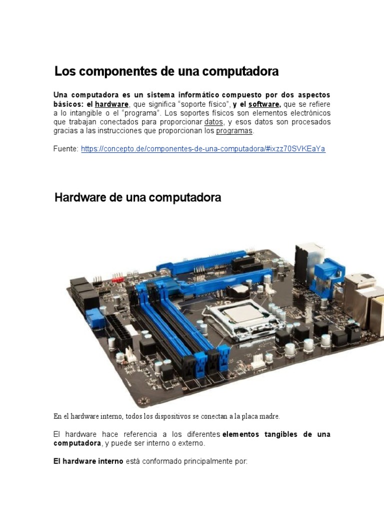 Los Componentes de Una Computadora | PDF | Hardware de la computadora ...