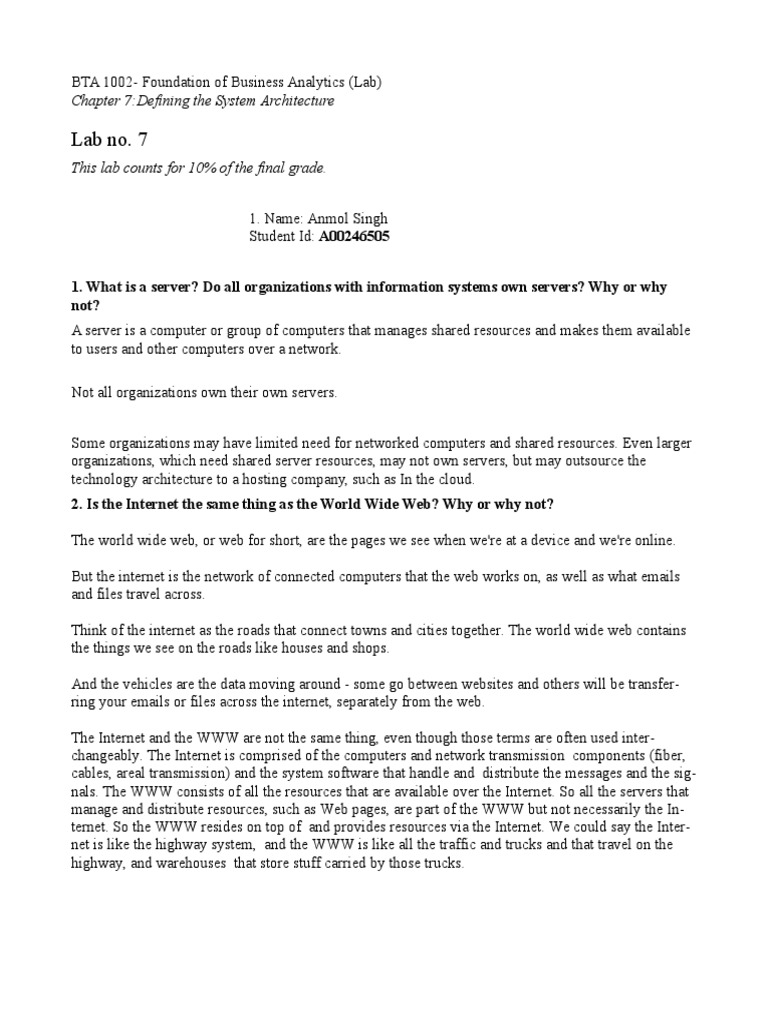 Lab No. 7: Chapter 7:defining The System Architecture | PDF | Internet ...