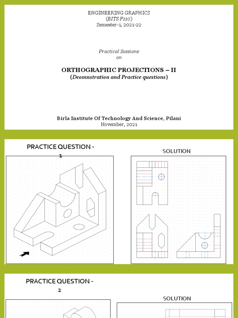 Orthographic Projections-II Solutions | PDF