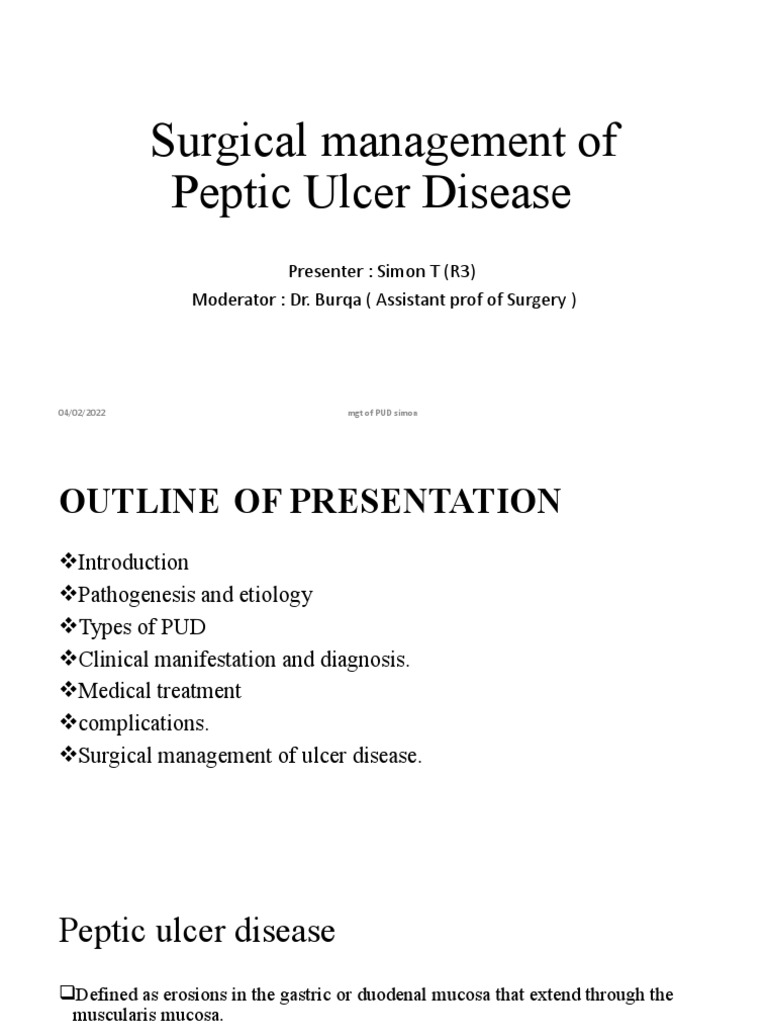 Final Surgical Management of Peptic Ulcer Disease Simon | PDF ...