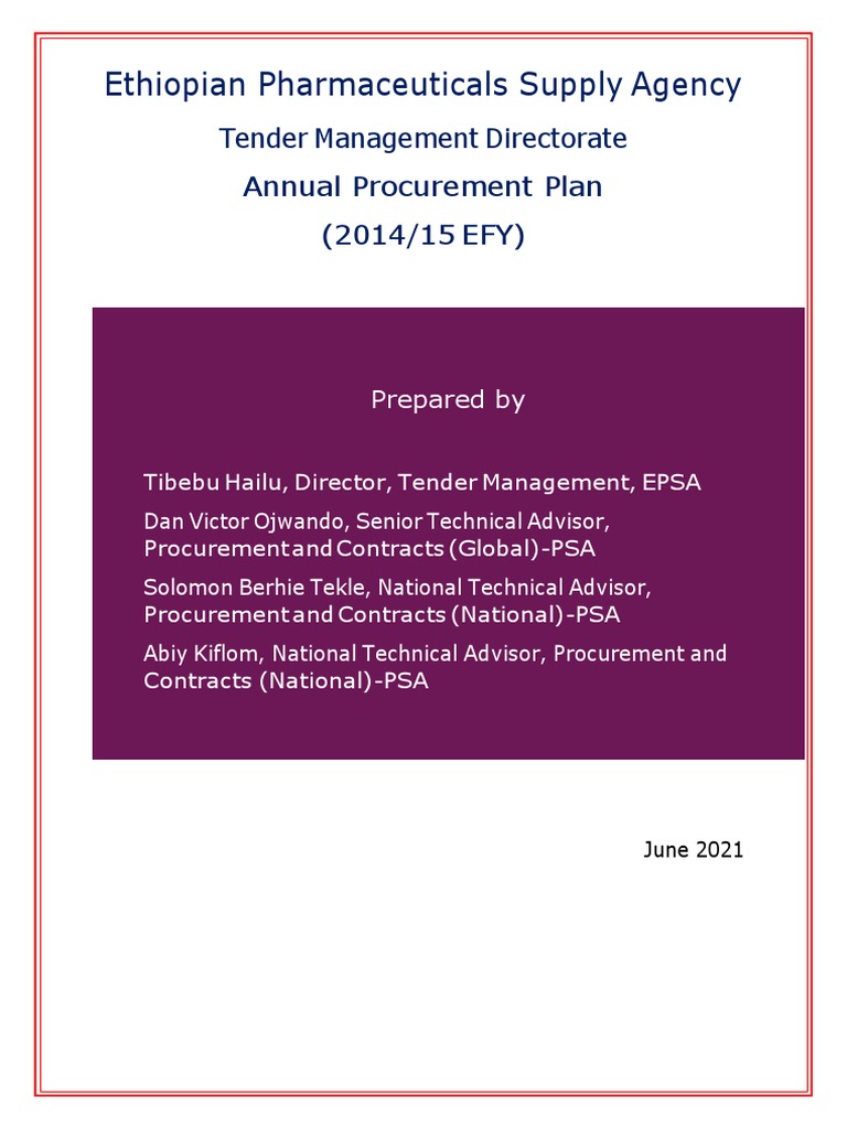 EPSA Procurement Plan | PDF | Procurement | Supply Chain