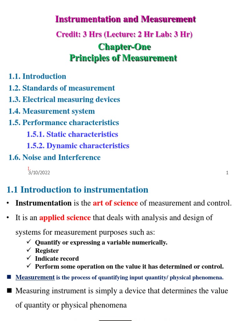 Chap 1 PPT Instr. & Meas PCE 4203 From GU | PDF | Observational Error | Measurement