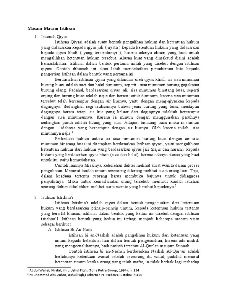Istihsan: Jenis dan Contohnya | PDF
