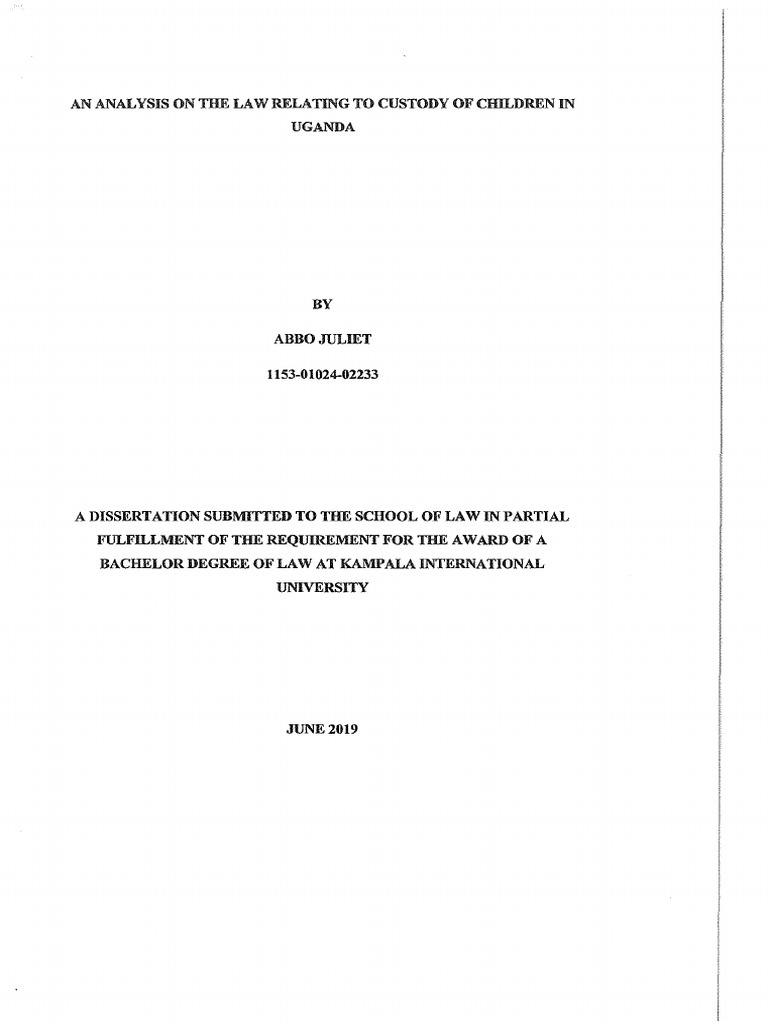 AN ANALYSIS ON TilE LAW RELATING TO CUSTODY OF CHILDREN | PDF | Child ...