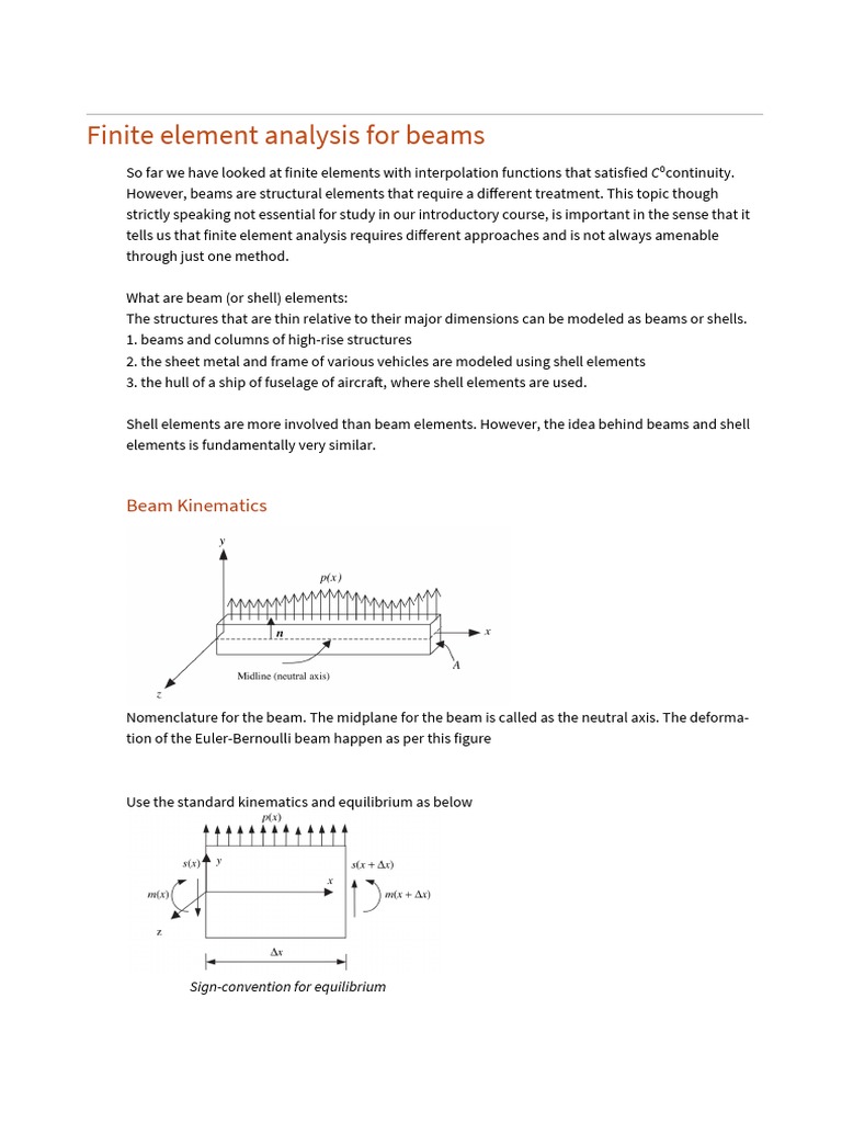 Finite Element Analysis of Beams Using Hermite Shape Functions | PDF | Beam (Structure) | Bending