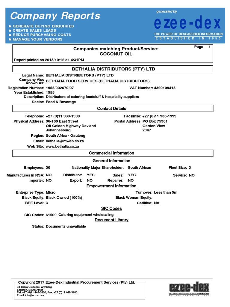 Ezee-Dex: Company Reports | PDF | Fax | Value Added Tax