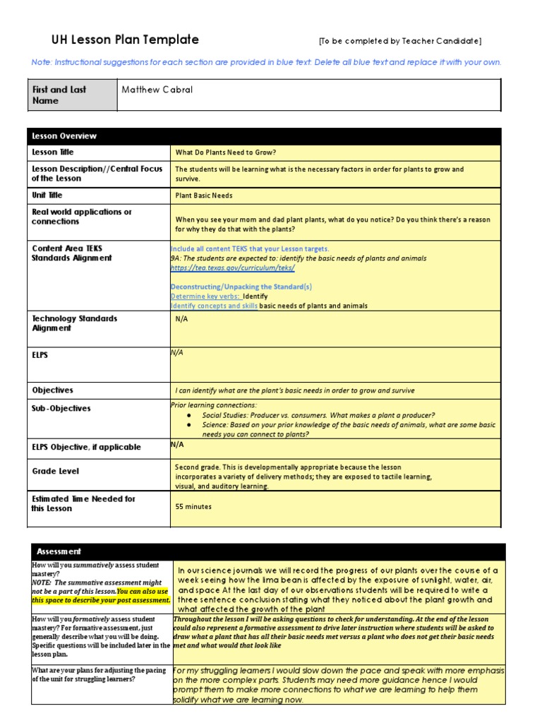 Inquiry Uh Lesson Plan Template | PDF | Lesson Plan | Learning