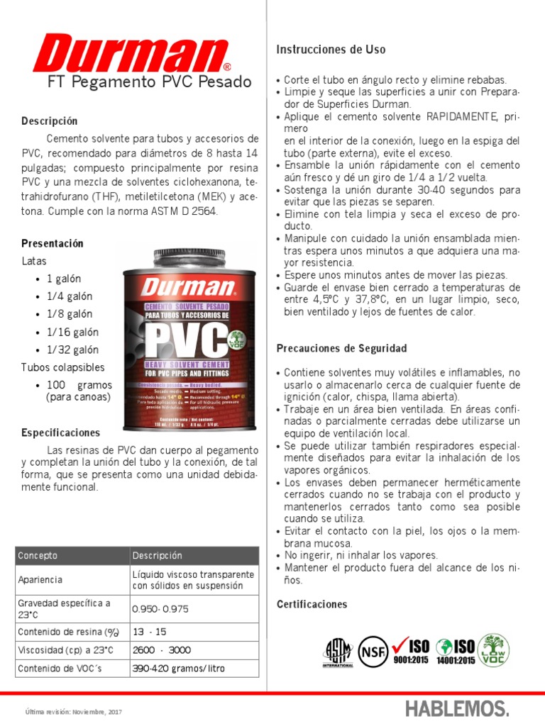 FT Pegamento PVC Pesado | PDF
