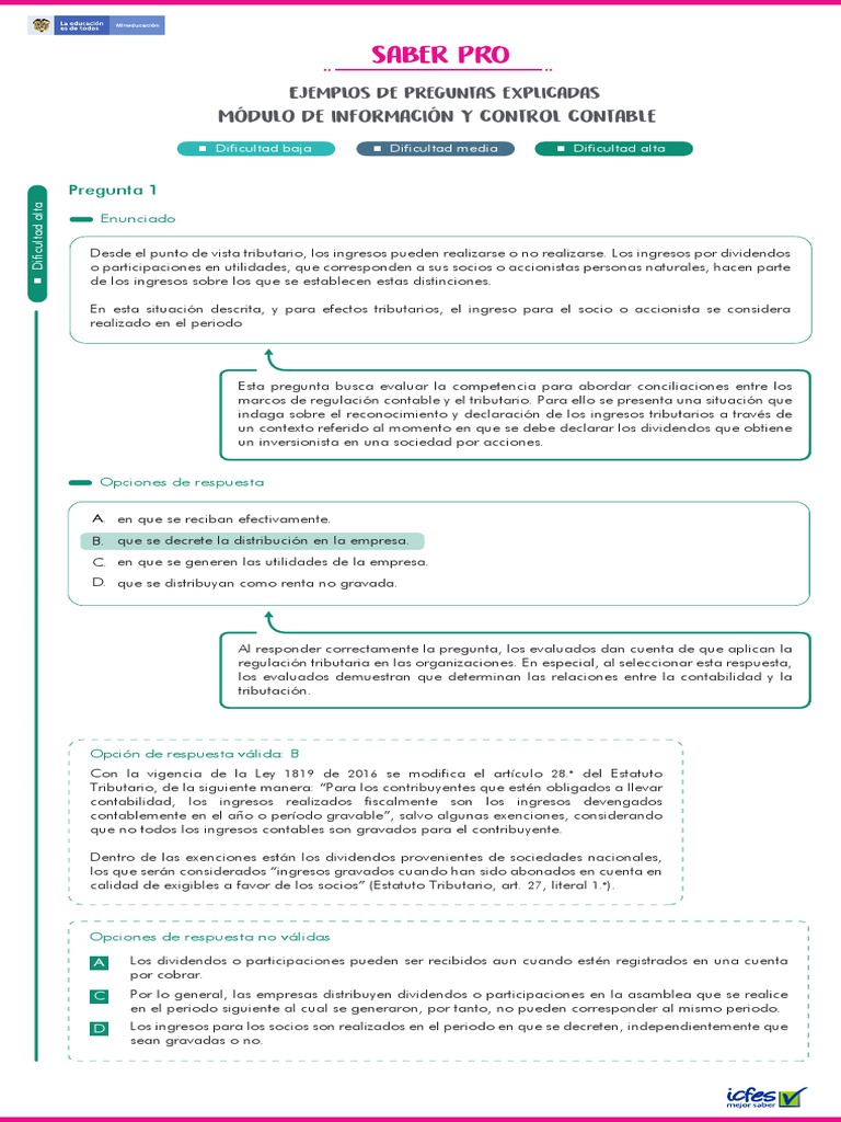 Preguntas Explicadas Informacion y Control Contable Saber Pro | PDF | Costo | Contabilidad
