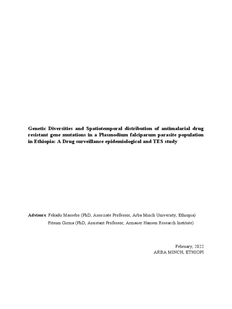 PHD Dissertation Chapter Outline - Alemayehu - March 21 | PDF | Malaria ...