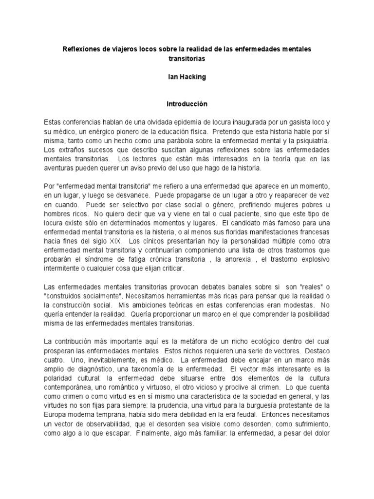 Ian Hacking | PDF | Trastorno mental | Esquizofrenia